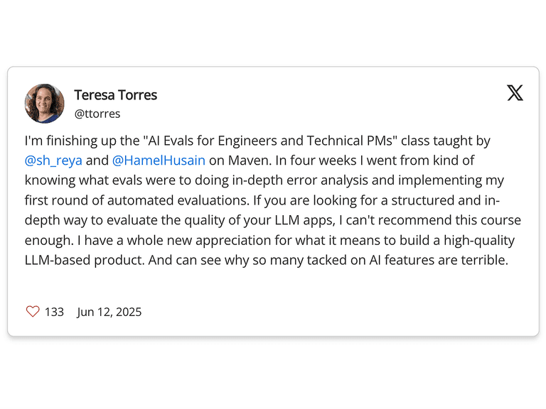 AI Evals For Engineers & PMs by Hamel Husain and Shreya Shankar on Maven