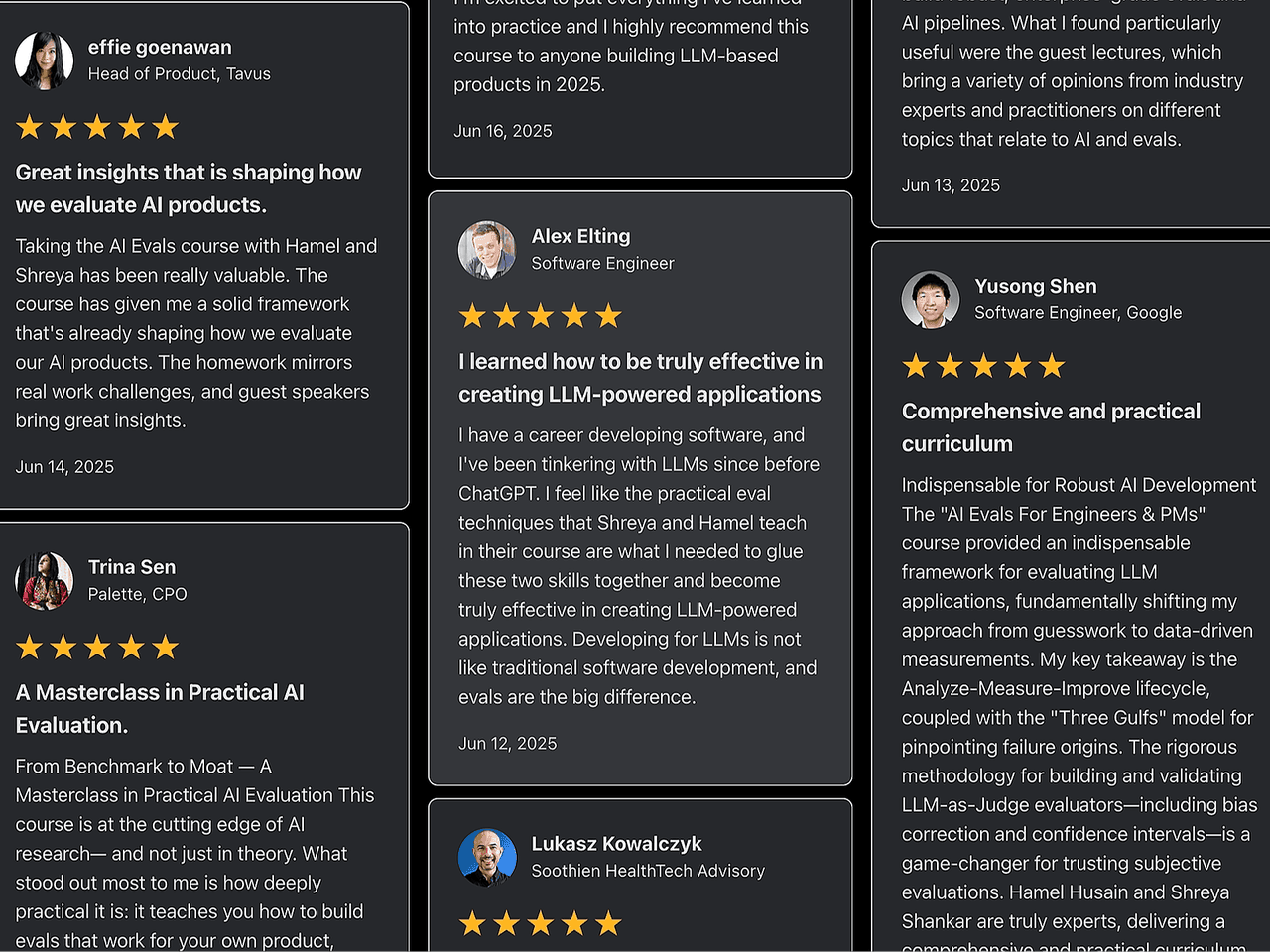 AI Evals For Engineers & PMs by Hamel Husain and Shreya Shankar on Maven