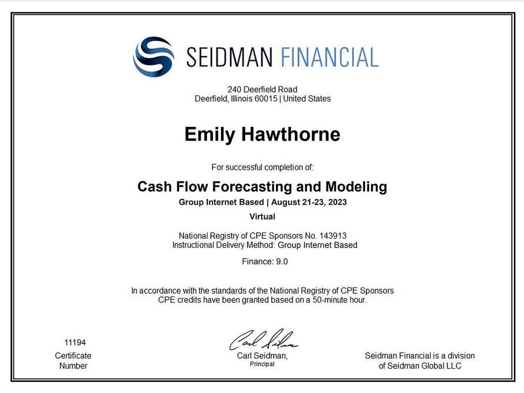 Cash Flow Forecasting and Modeling - Level 1 by Carl Seidman on Maven